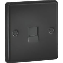 Knightsbridge 1-Gang Master Telephone Socket Matt Black with Colour ...