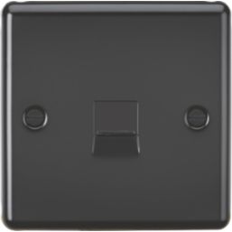 Knightsbridge 1-Gang Master Telephone Socket Matt Black with Colour ...