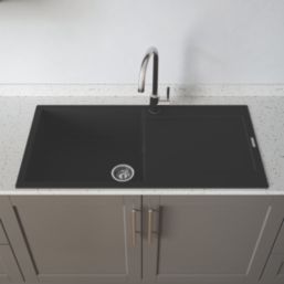 Carysil GD100L-MB 1 Bowl Granite Composite Kitchen Sink Midnight Black ...
