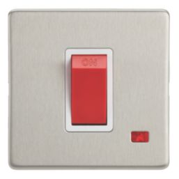Contactum Lyric 45A 1-Gang DP Control Switch Brushed Steel with Neon ...