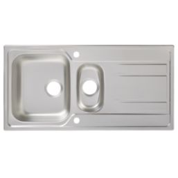 1.5 Bowl Stainless Steel Kitchen Sink & Drainer 1000mm x 500mm - Screwfix
