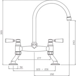 Streame by Abode ACT3021 Traditional Deck Mounted Bridge Mixer Chrome ...