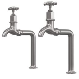 ETAL Alton Bib Cross Head Taps Pewter 1 Pair - Screwfix