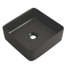 Swirl Alpheus Matt Black Basin No Tap Holes 342mm - Screwfix