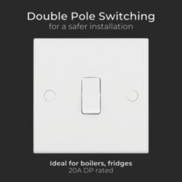 British General 900 Series 20A 1-Gang DP Control Switch White - Screwfix