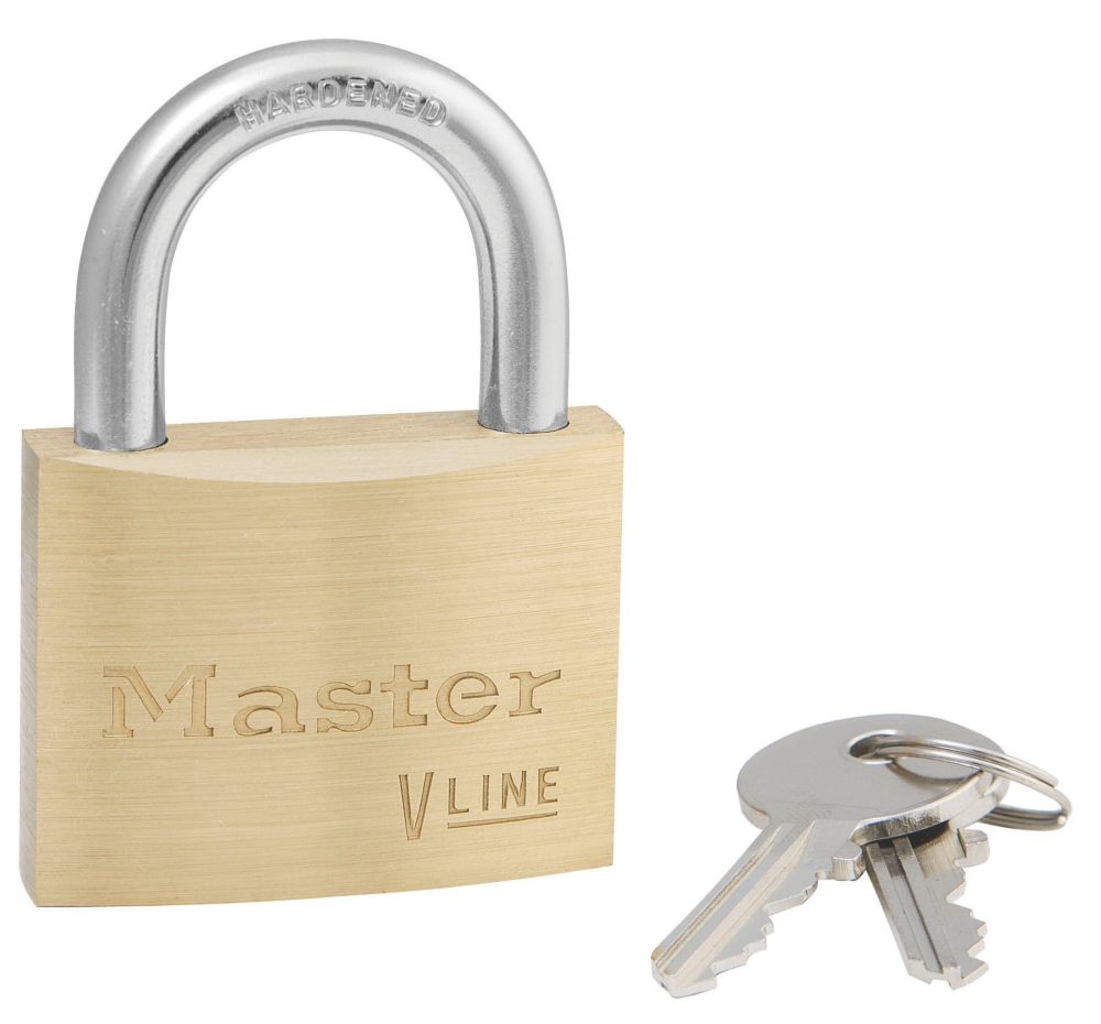 Master Lock 4150 V Line Padlock Brass 50mm - Screwfix