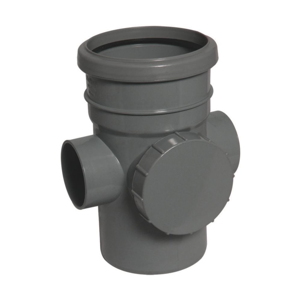 FloPlast Push-Fit 2-Boss Single Socket Soil Access Pipe Anthracite Grey ...