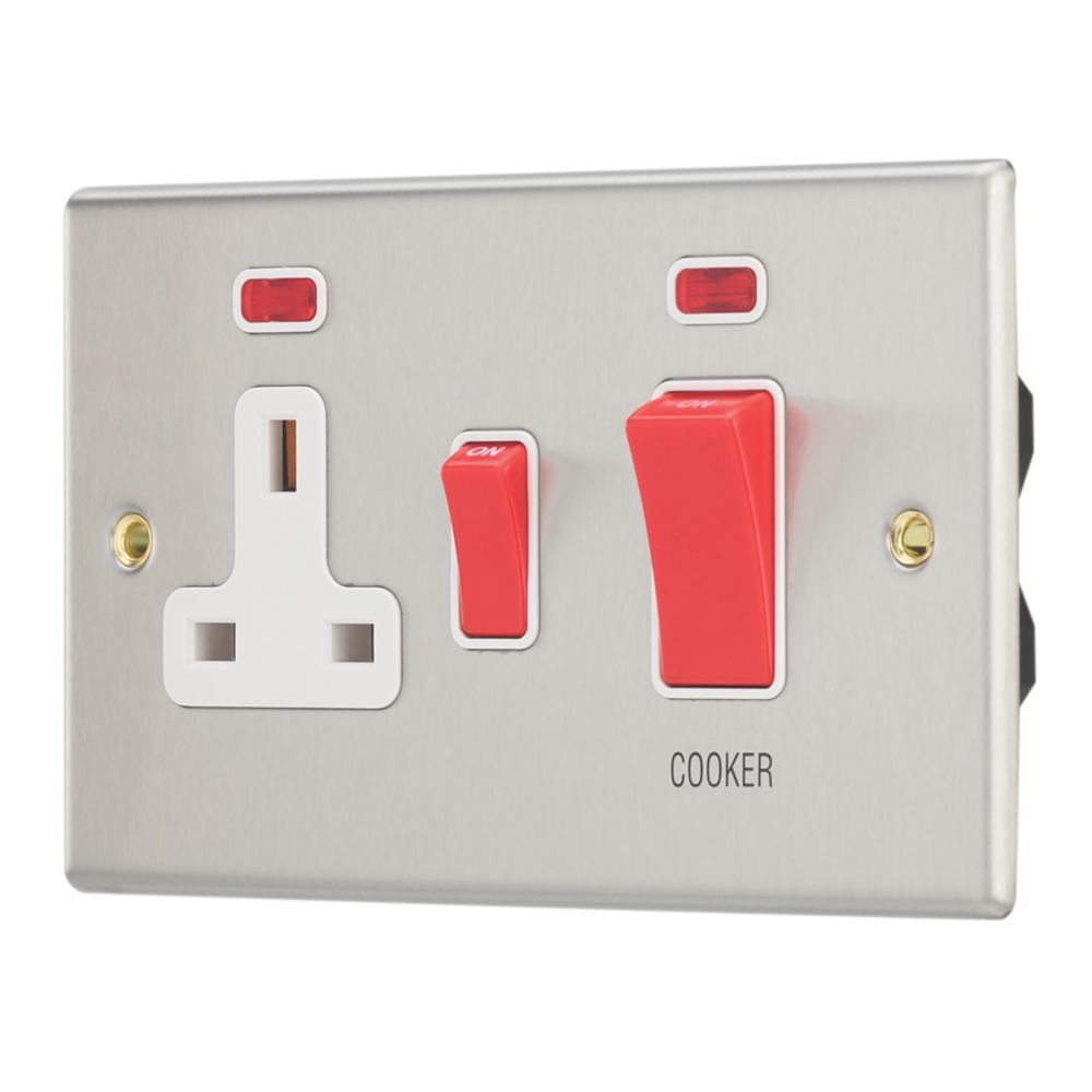 Contactum iConic 45A 2-Gang DP Cooker Switch & 13A DP Switched Socket ...