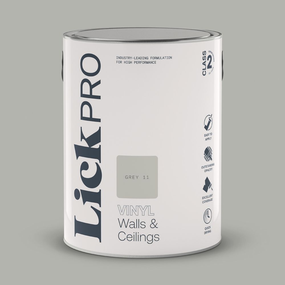 LickPro 5Ltr Grey 11 Vinyl Matt Emulsion Paint - Screwfix
