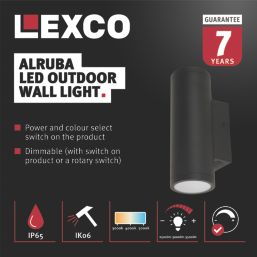 Lexco Alruba Outdoor LED Wall Light Black 23W 3500lm - Screwfix
