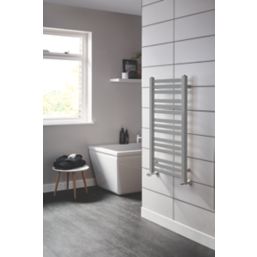 Blyss Angled Bar Towel Radiator 900mm x 500mm Silver 1381BTU - Screwfix