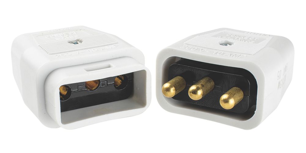 Masterplug NC103W 10A 3-Pin Connector White - Screwfix