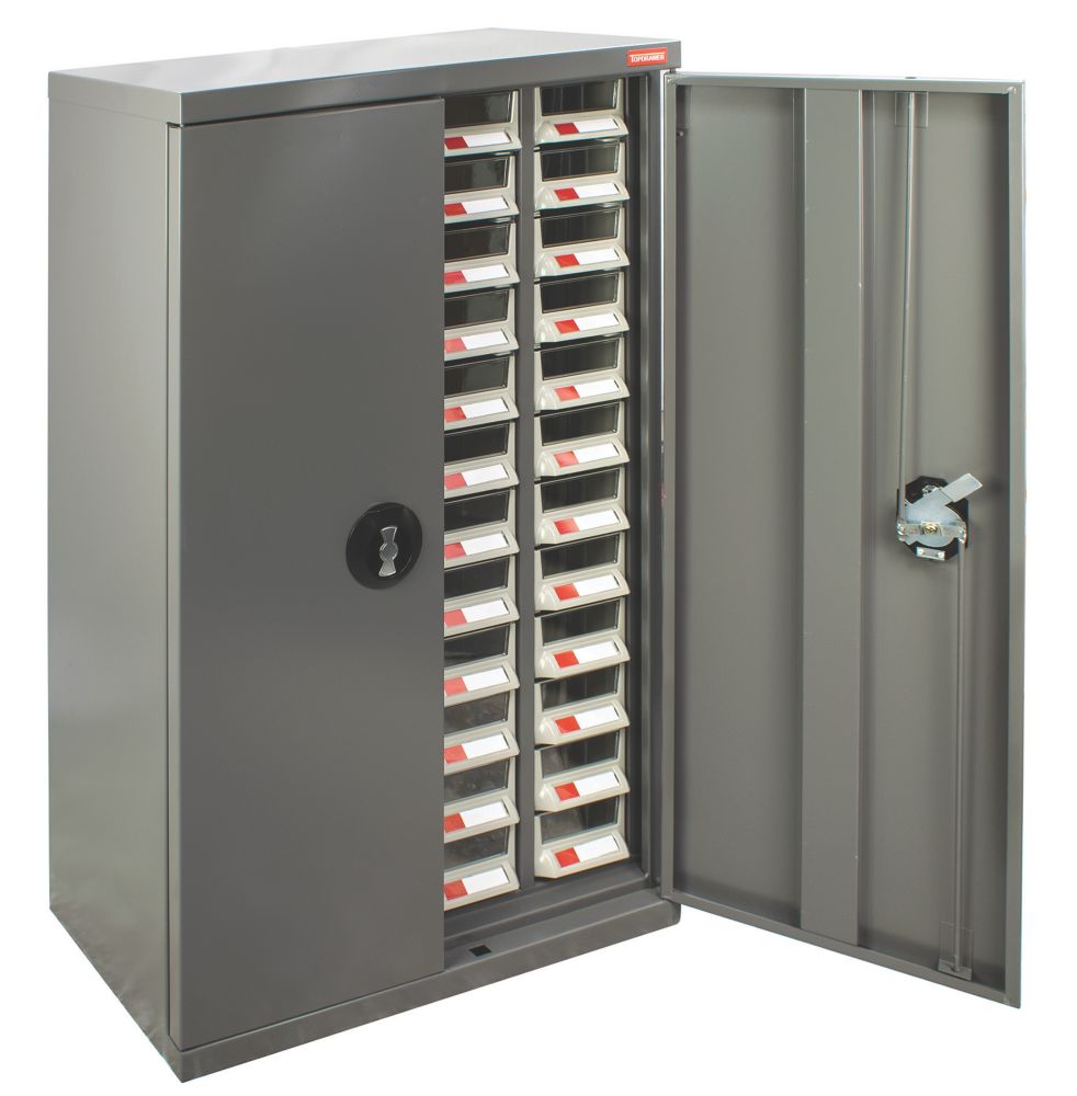 Barton Drawer Cabinet with Lockable Doors 586mm x 270mm x 970mm - Screwfix