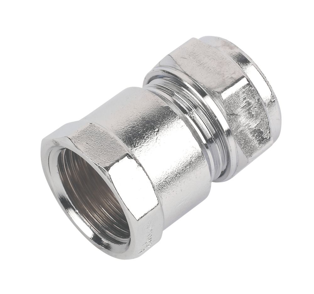 Flomasta Brass Compression Adapting Female Coupler 15mm x 1/2" - Screwfix