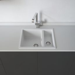 Carysil EN50REV-WH 1.5 Bowl Granite Composite Kitchen Sink White ...