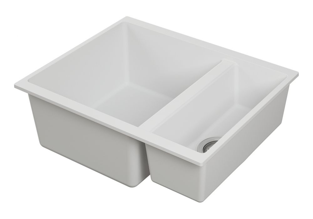 Carysil EN50REV-WH 1.5 Bowl Granite Composite Kitchen Sink White Reversible 555mm x 218mm - Screwfix