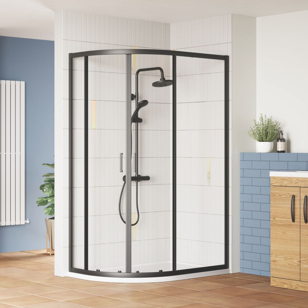 ETAL SMQU128BP-E6 Framed Offset Quadrant Shower Enclosure Matt Black ...