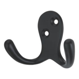 Essentials Double Hooks Black 45mm 5 Pack - Screwfix