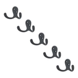 Essentials Double Hooks Black 45mm 5 Pack - Screwfix