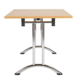 TC Group One Union Rectangular Folding Table Beech/Chrome 1400mm x ...