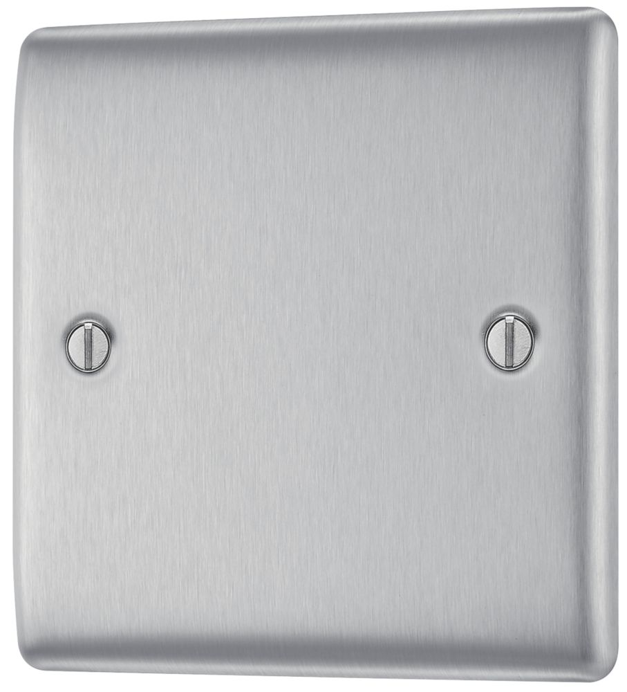 British General Nexus Metal 1-Gang Blanking Plate Brushed Steel - Screwfix