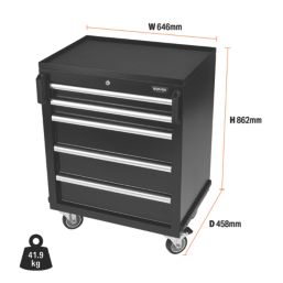 Bunker 5-Drawer Mobile Cabinet - Screwfix