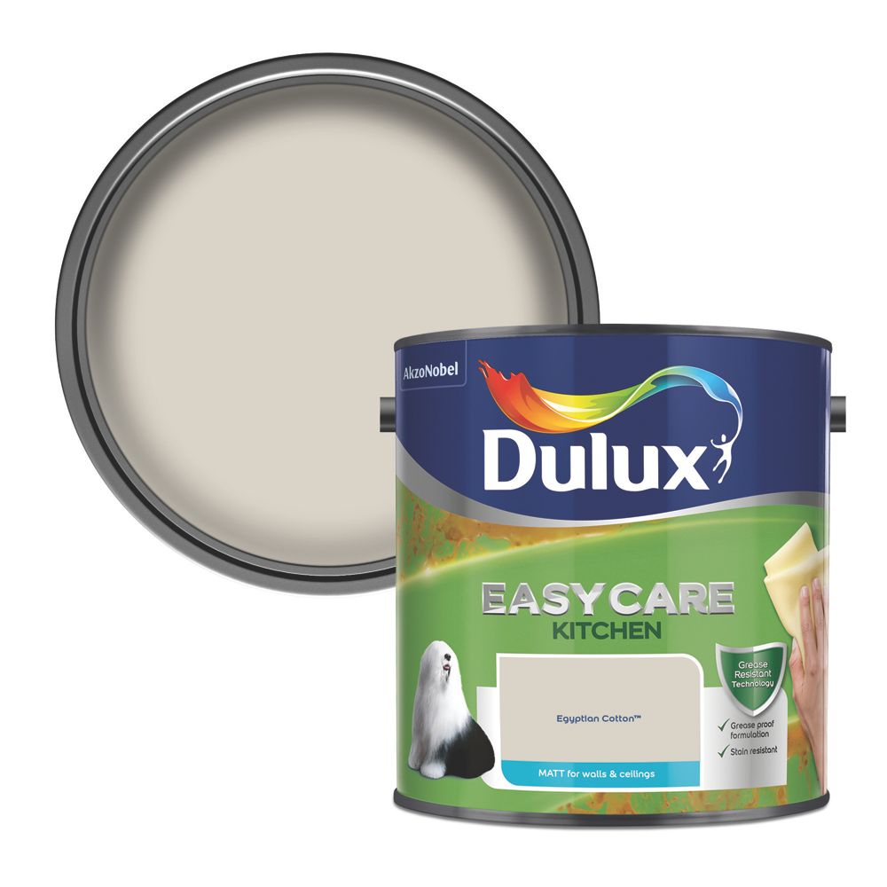 Dulux Easycare 2.5Ltr Egyptian Cotton Matt Emulsion Kitchen Paint ...