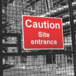 Essentials "Caution Site Entrance" Sign 450mm x 600mm - Screwfix