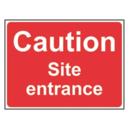 Essentials "Caution Site Entrance" Sign 450mm x 600mm - Screwfix