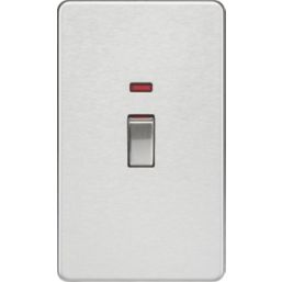 Knightsbridge 45A 2-Gang DP Control Switch Brushed Chrome with LED ...
