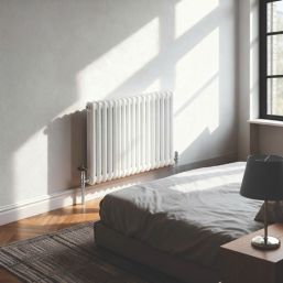 Flomasta 600mm x 785mm 3376BTU White Horizontal 3 Column Radiator ...