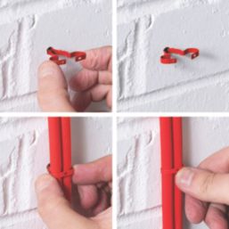 D-Line Red Round Twin Safe-D Stag Cable Clips 2x 6-8mm² 100 Pack - Screwfix