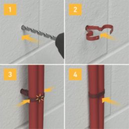 D-Line Red Round Twin Safe-D Stag Cable Clips 2x 6-8mm² 100 Pack - Screwfix