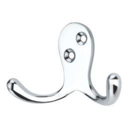 Essentials Double Hooks Polished Chrome 45mm 5 Pack - Screwfix