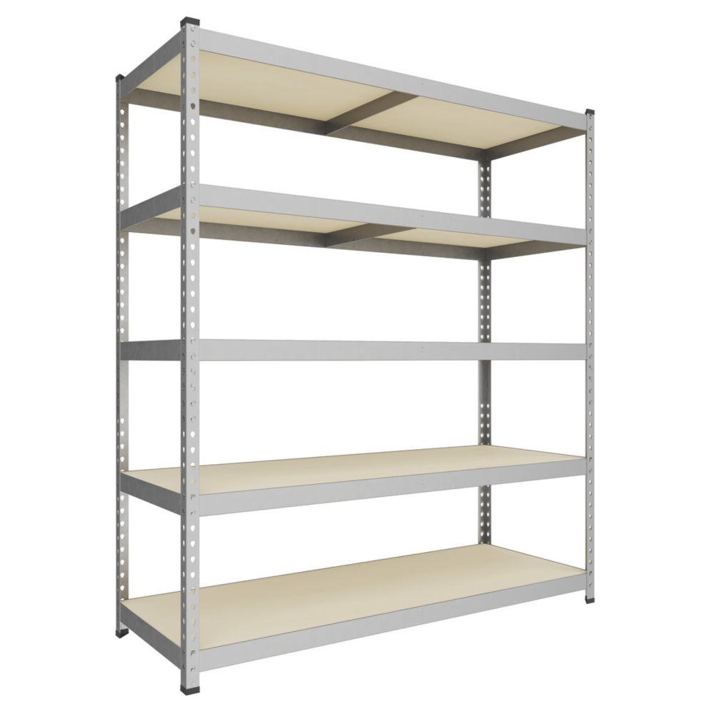 RB Boss Fastlok UDL/GALV 5-Tier Metal Garage Shelving Unit 1200mm x ...