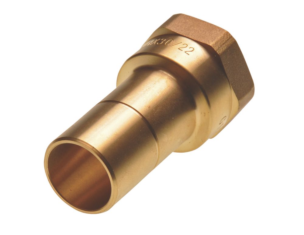 Hep2O Brass Push-Fit Adapting Female Coupler 22mm x 3/4 Hep2O Brass Push-Fit Adapting Female Coupler 22mm x 3/4