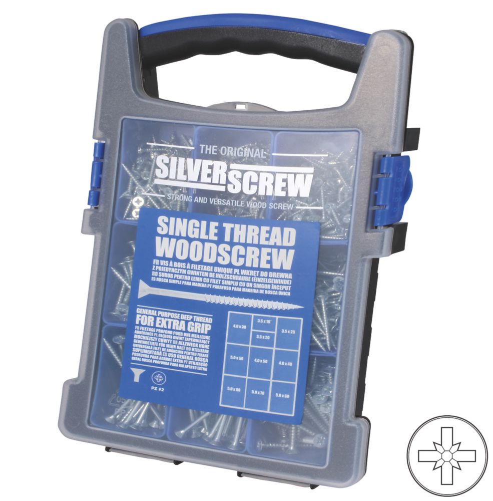 Silverscrew PZ Double-Countersunk Woodscrew Grab Pack 2000 Pcs - Screwfix