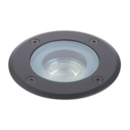 Saxby Pillar 105mm Outdoor Round Ground Light Matt Black - Screwfix