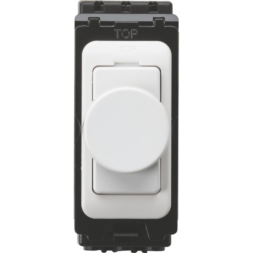 Knightsbridge Curved Edge 2-Way LED Grid Dimmer Switch White - Screwfix