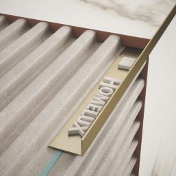 Homelux 9mm Straight Aluminium Tile Trim Brushed Gold 2.5m - Screwfix