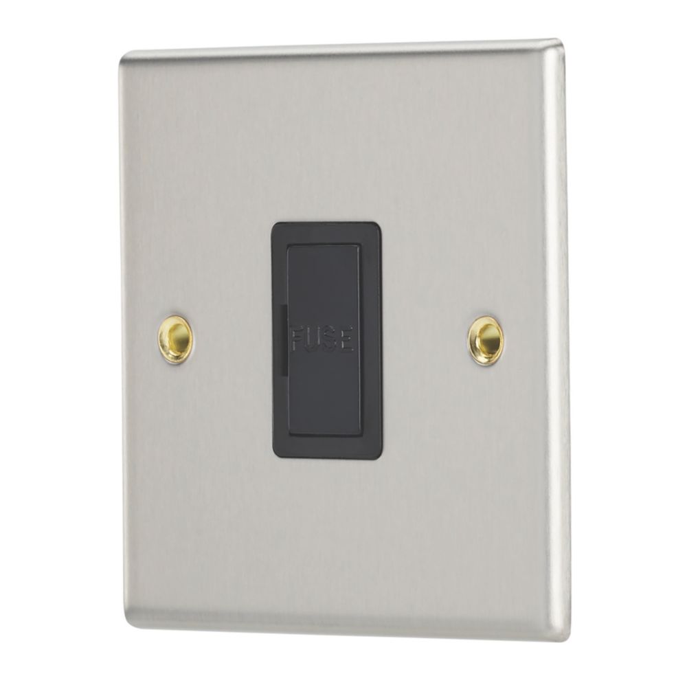 Contactum iConic 13A Unswitched Fused Spur Brushed Steel with Black ...