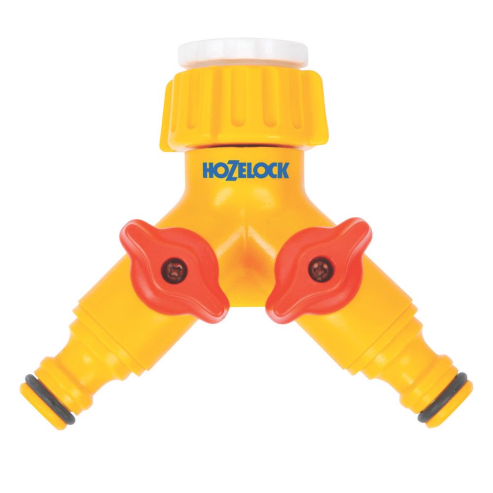 Hozelock Dual Tap Connector 1/2-3/4" Triple-End Female Dual Tap ...
