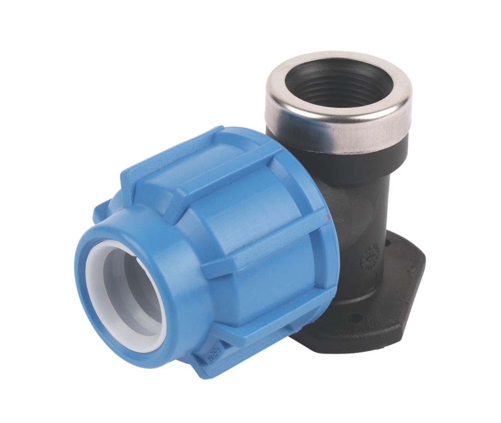 FloPlast MDPE Plastic Wall Plate Elbow 25mm x 3/4" - Screwfix