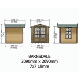 Shire Barnsdale 7' x 7' (Nominal) Apex Timber Log Cabin - Screwfix