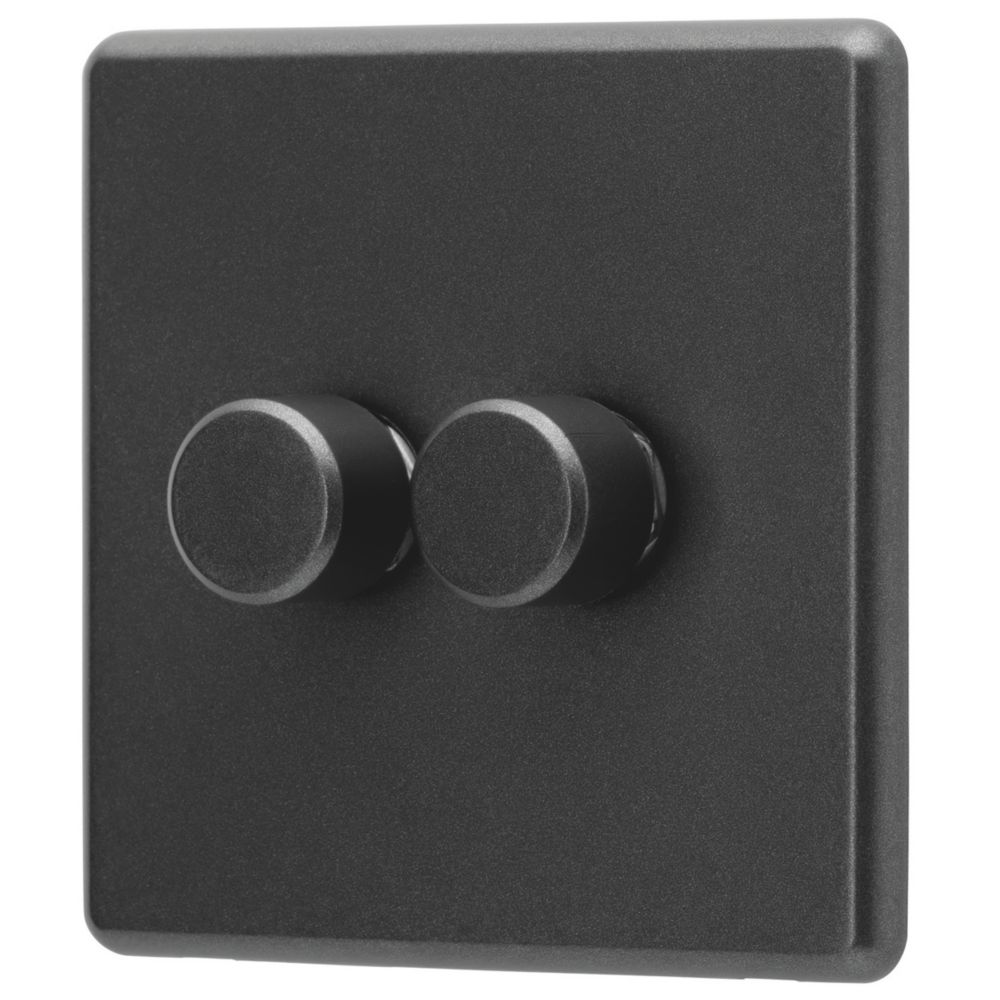 Arlec 2-Gang 2-Way LED Dimmer Switch Charcoal - Screwfix