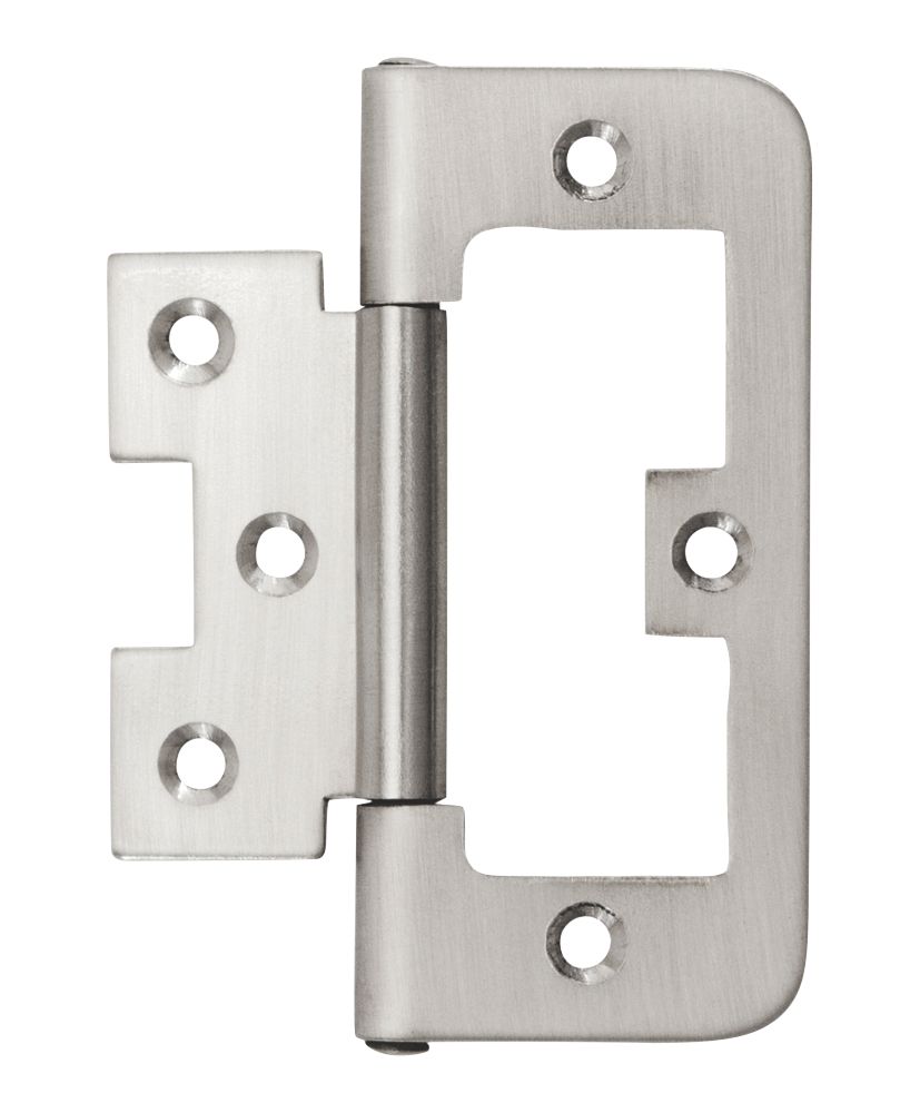 Smith & Locke Satin Nickel Flush Hinges 75mm x 51.5mm 2 Pack - Screwfix