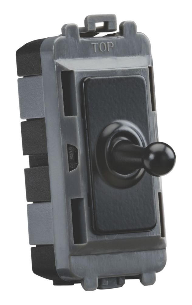 Knightsbridge 20AX Grid Intermediate Toggle Switch Matt Black - Screwfix