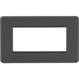 Knightsbridge Screwless 4-Module Modular Faceplate Anthracite - Screwfix