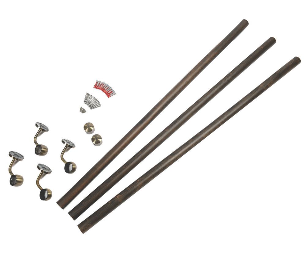 Rothley Hardwood Handrail Kit Ebony 3600mm - Screwfix