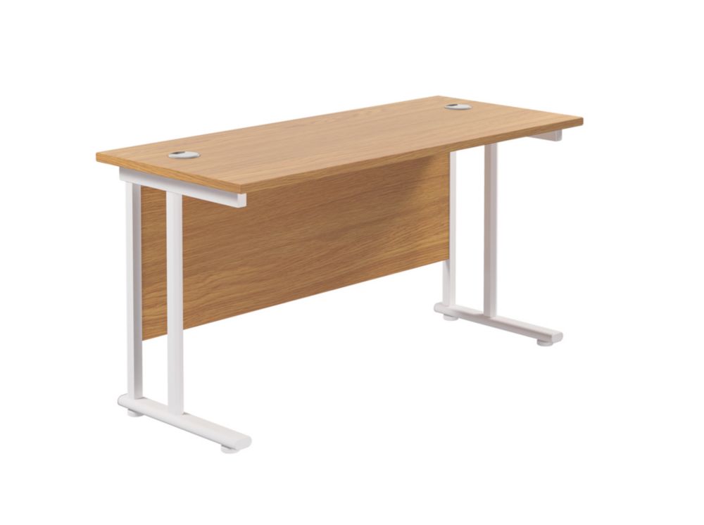 TC Group Aztec Twin Upright Rectangular Office Desk Nova Oak/White ...